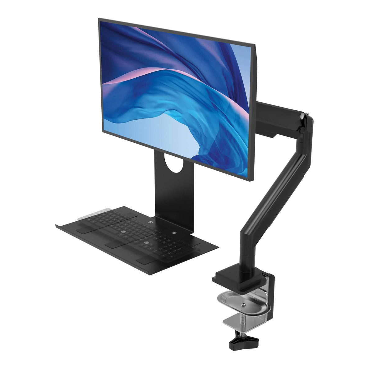 Monitor Arm Clamp Mount with USB Hub and Keyboard Tray - CTA DIGITAL
